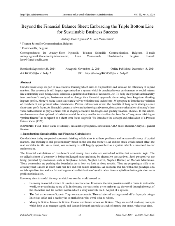 (PDF) Beyond the Financial Balance Sheet: Embracing the Triple Bottom ...