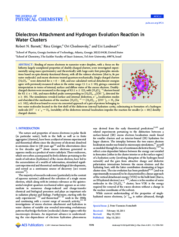 (PDF) Dielectron Attachment and Hydrogen Evolution Reaction in Water ...