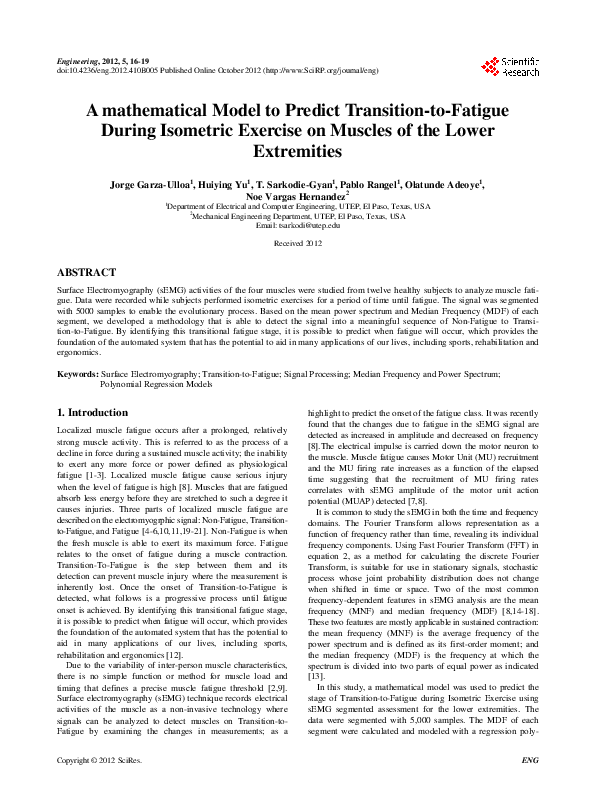 (PDF) A mathematical Model to Predict Transition-to-Fatigue During ...