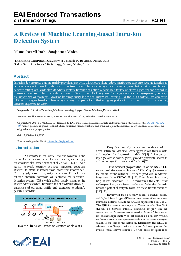 A Review of Machine Learning-based Intrusion Detection System