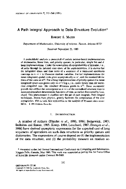 (PDF) A path integral approach to data structure evolution