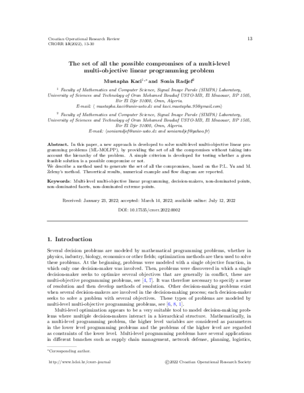 (PDF) The set of all the possible compromises of a multi-level multi ...