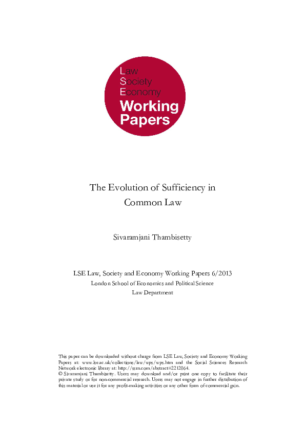 (PDF) The Evolution of Sufficiency in Common Law