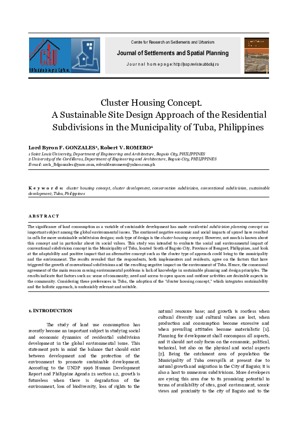 (PDF) Cluster Housing Concept. A Sustainable Site Design Approach of ...