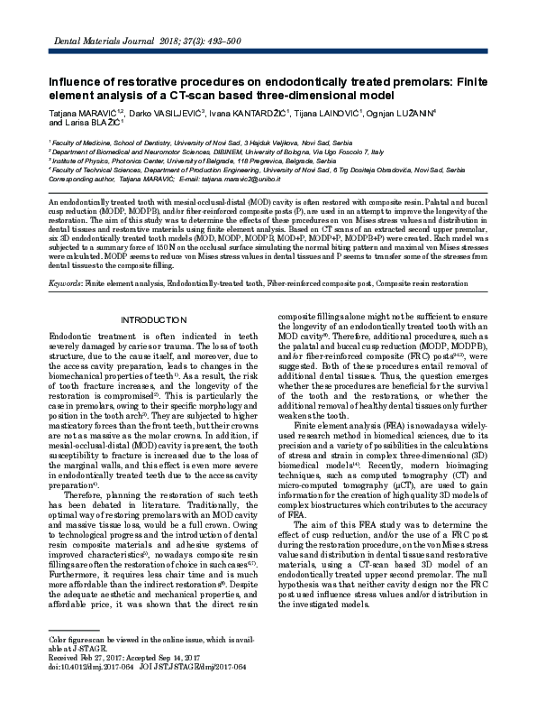 (PDF) Influence of restorative procedures on endodontically treated ...