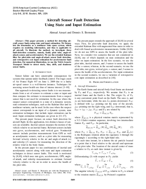 Aircraft Sensor Fault Detection Using State And Input Estimation 1810