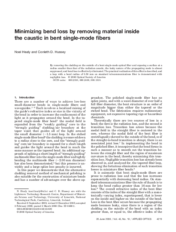 (PDF) Minimizing bend loss by removing material inside the caustic in ...