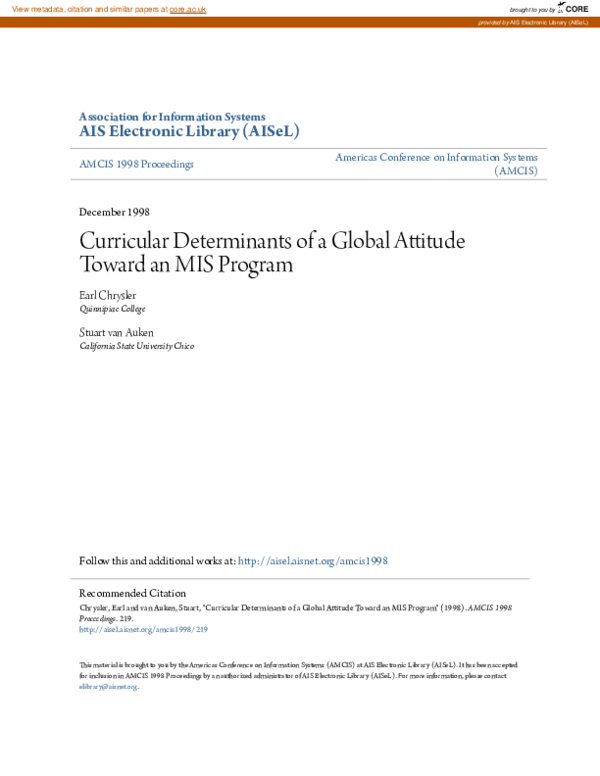 (PDF) Curricular Determinants of a Global Attitude Toward an MIS Program