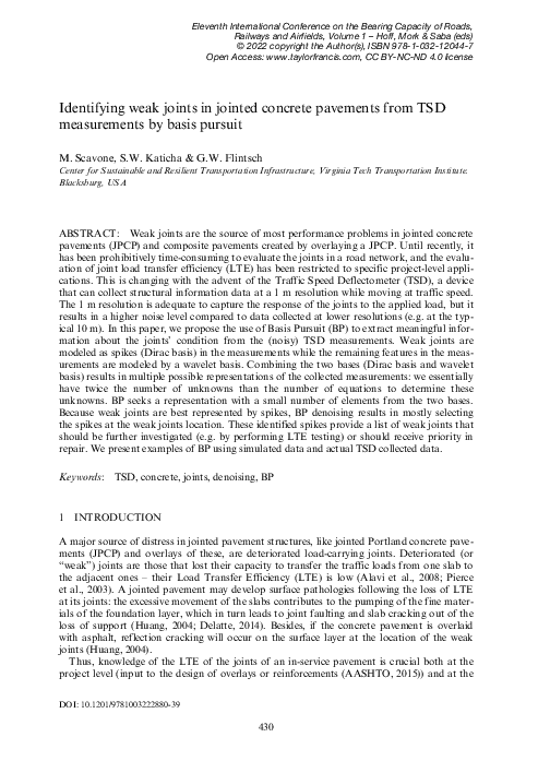 Identifying weak joints in jointed concrete pavements from TSD ...