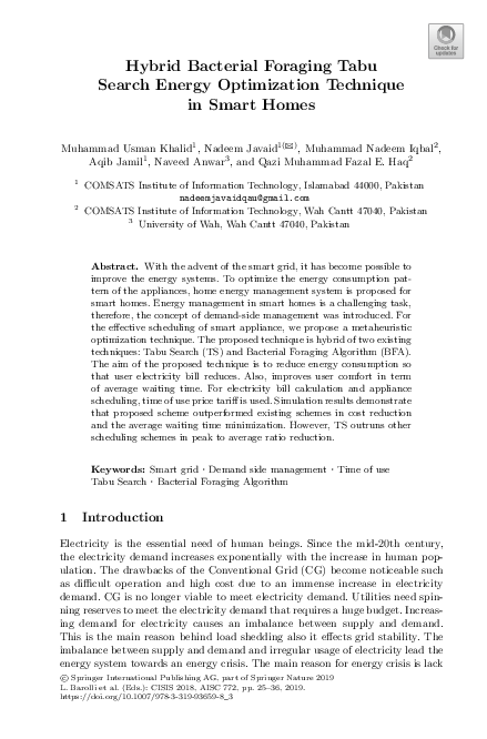 (PDF) Hybrid Bacterial Foraging Tabu Search Energy Optimization Technique in Smart Homes