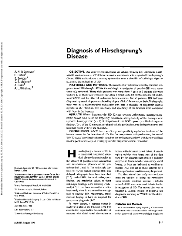 (PDF) Diagnosis of Hirschsprung's disease