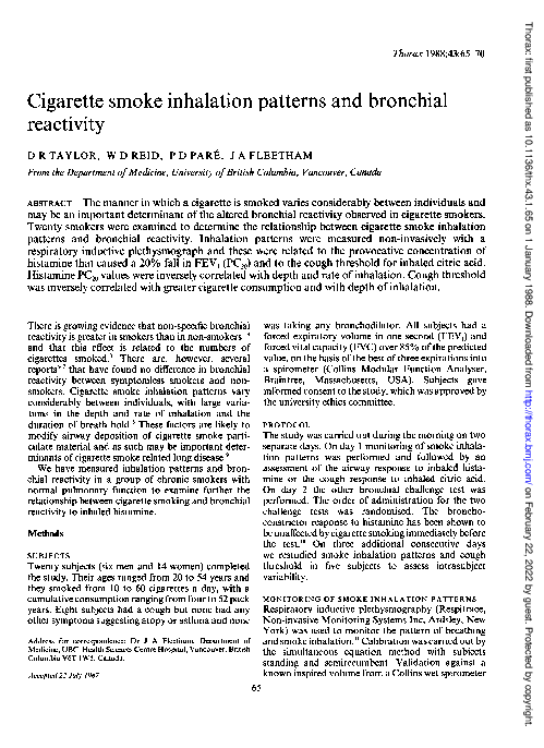 (PDF) Cigarette smoke inhalation patterns and bronchial reactivity