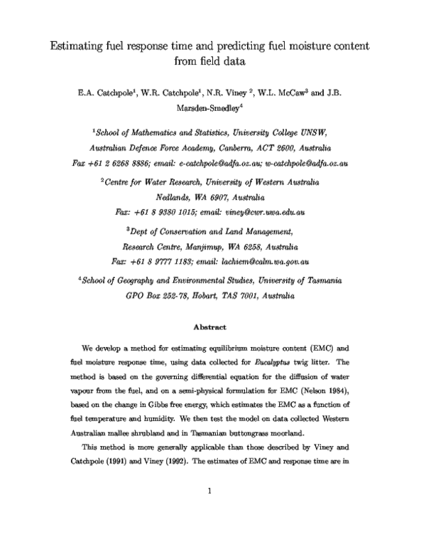 (PDF) Estimating fuel response time and predicting fuel moisture ...