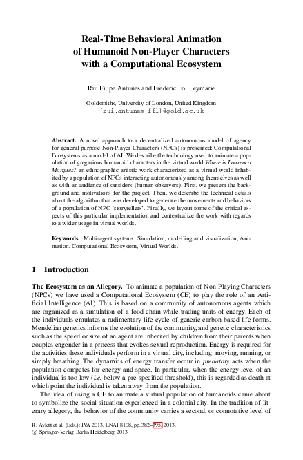 (PDF) Real-Time Behavioral Animation of Humanoid Non-Player Characters with a Computational ...