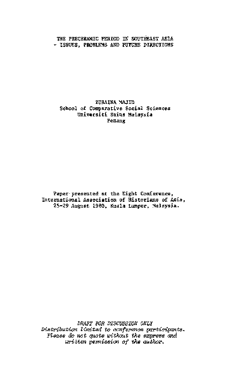 (PDF) The preceramic period in southeast asia-issue problem and future ...