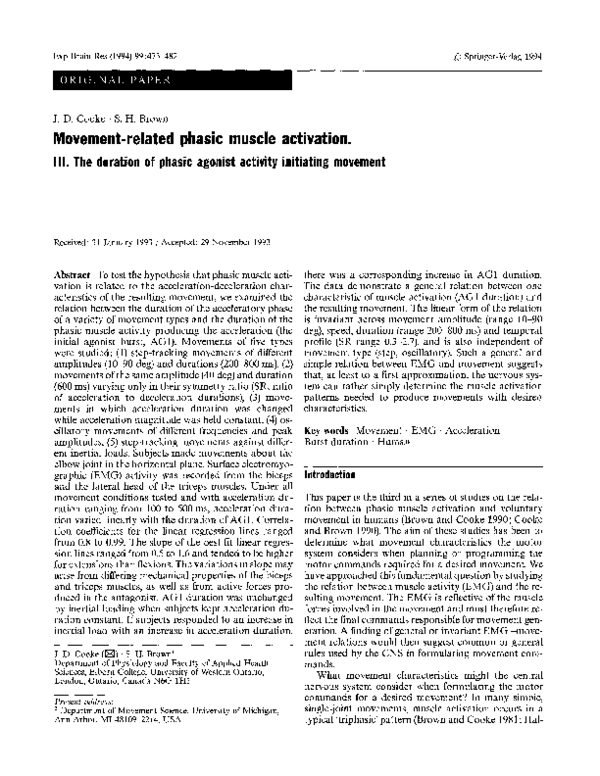 (PDF) Movement-related phasic muscle activation