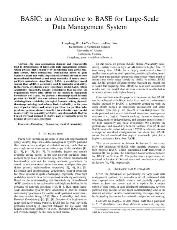 (PDF) BASIC: An alternative to BASE for large-scale data management system
