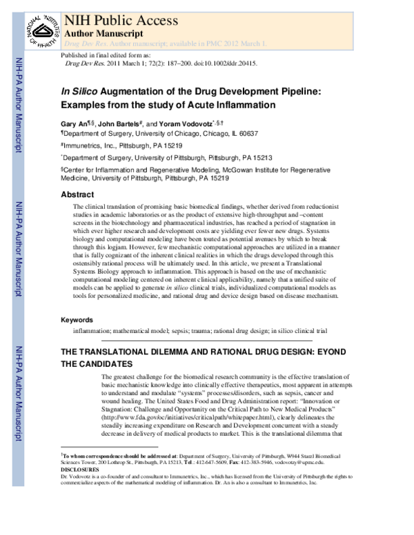 (PDF) In silico augmentation of the drug development pipeline: examples ...