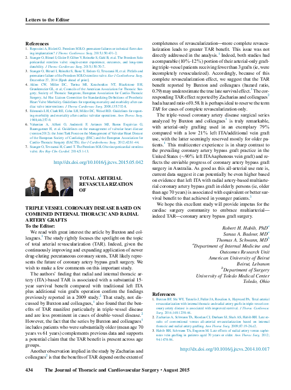 (PDF) Total arterial revascularization of triple vessel coronary ...