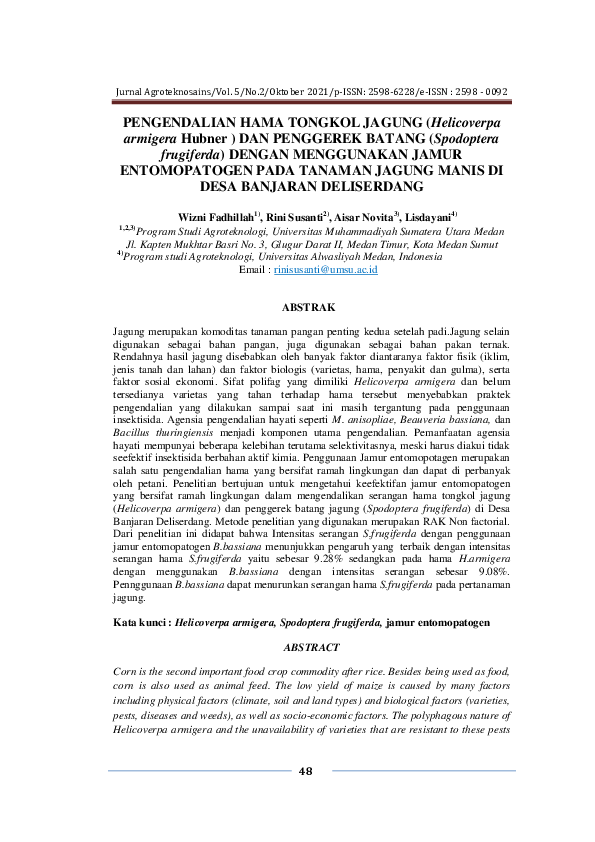 (PDF) PENGENDALIAN HAMA TONGKOL JAGUNG (Helicoverpa armigera Hubner ) DAN PENGGEREK BATANG ...