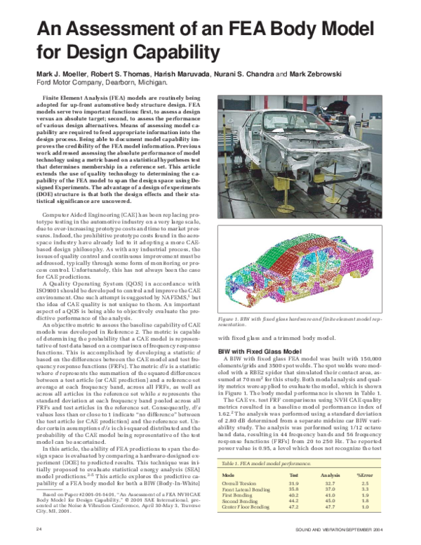 (PDF) An Assessment of an FEA Body Model for Design Capability