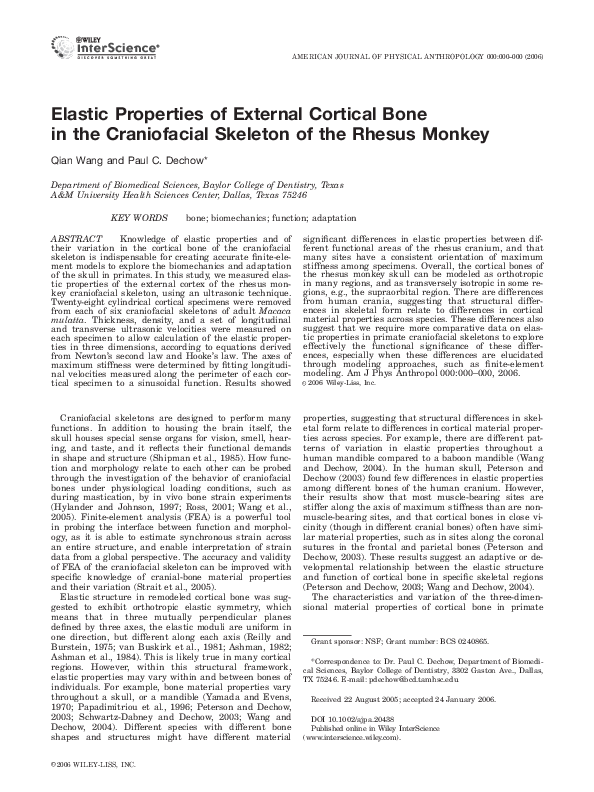 (PDF) Elastic properties of external cortical bone in the craniofacial ...