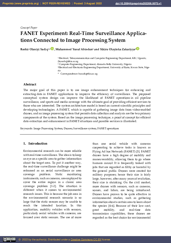 (PDF) FANET Experiment: Real-Time Surveillance Applications Connected ...