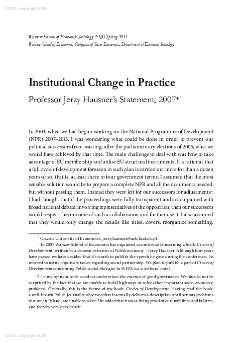 (PDF) Institutional Change in Practice