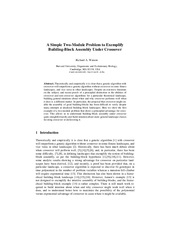 (PDF) A Simple Two-Module Problem to Exemplify Building-Block Assembly ...