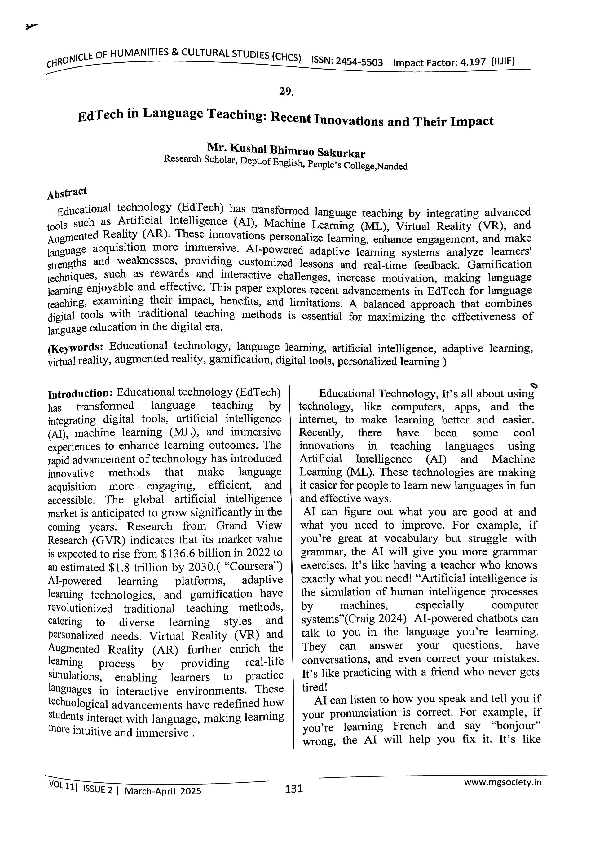 (PDF) EdTech in Language Teaching: Recent Innovations and Their Impact