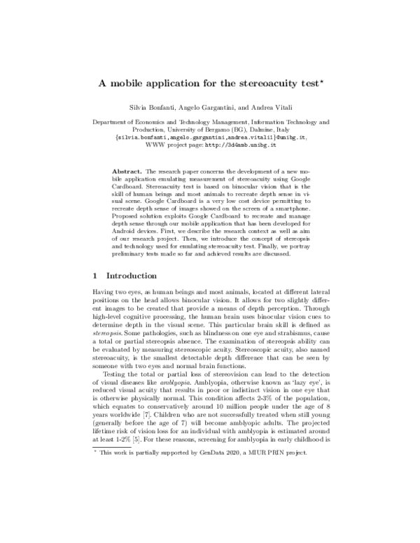 (PDF) A Mobile Application for the Stereoacuity Test