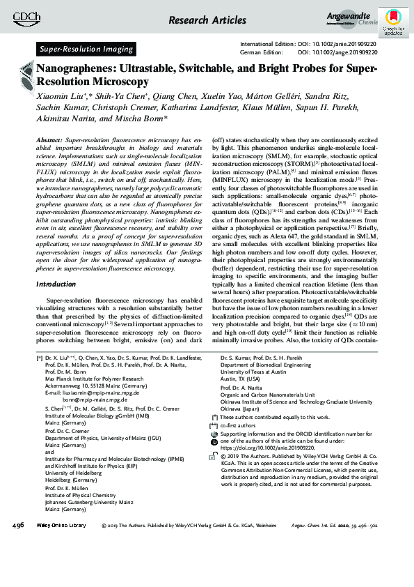 (PDF) Nanographenes: Ultrastable, Switchable, and Bright Probes for ...