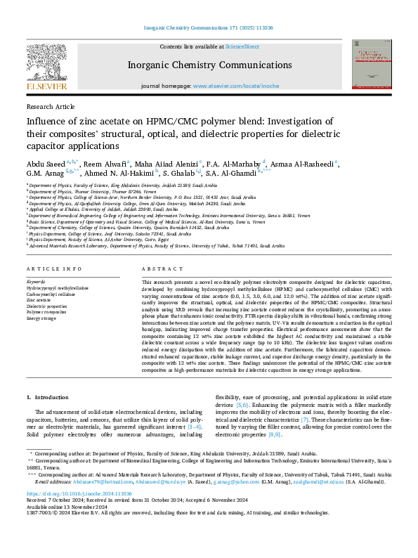 (PDF) Influence of zinc acetate on HPMC/CMC polymer blend ...