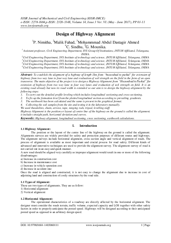 (PDF) Design of Highway Alignment