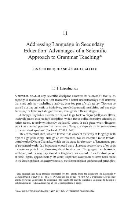 (PDF) Addressing Language in Secondary Education: Advantages of a ...