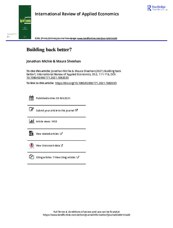(PDF) Building back better?