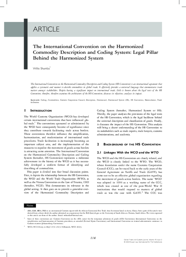 (PDF) The International Convention on the Harmonized Commodity ...