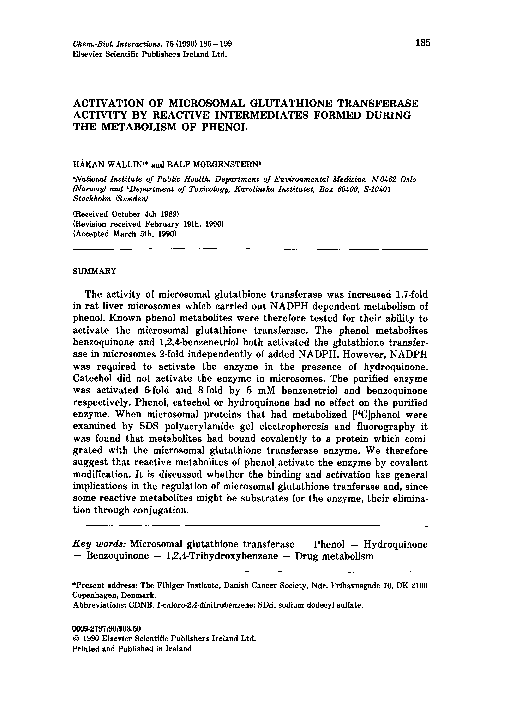 (PDF) Activation of microsomal glutathione transferase activity by ...