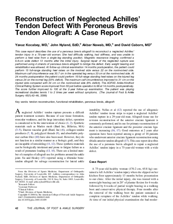 (PDF) Reconstruction of Neglected Achilles’ Tendon Defect With Peroneus ...