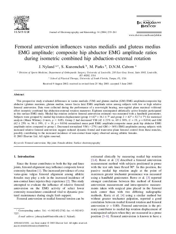 (PDF) Femoral anteversion influences vastus medialis and gluteus medius ...