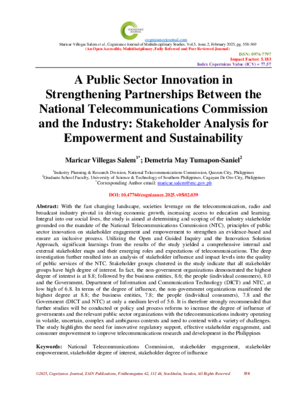 (PDF) A Public Sector Innovation in Strengthening Partnerships Between ...