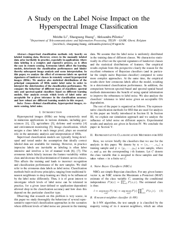 (PDF) A study on the label noise impact on the hyperspectral image classification