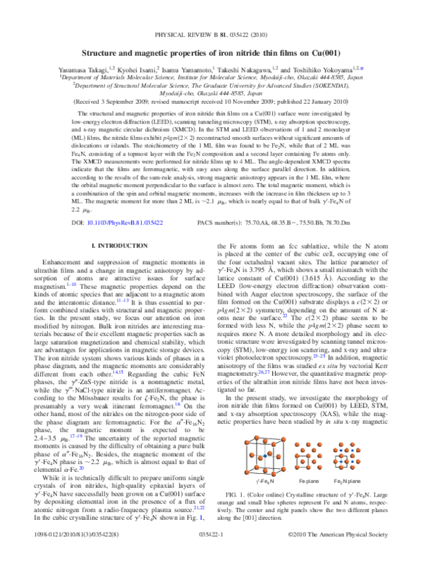 (PDF) Structure and Magnetic Properties of Iron Nitride Films Prepared ...