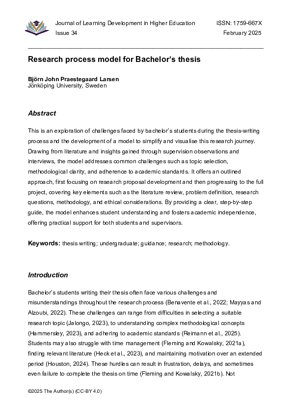 (PDF) Research process model for Bachelor's thesis