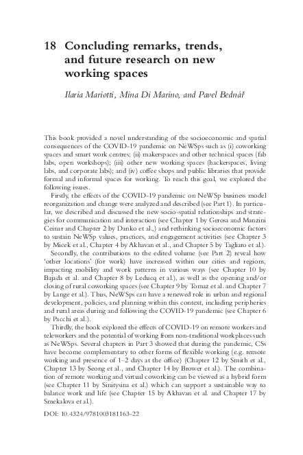 (PDF) Concluding remarks, trends, and future research on new working spaces