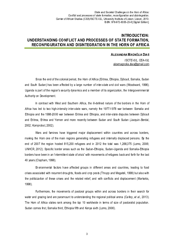 (PDF) Introduction: Understanding conflict and processes of state ...