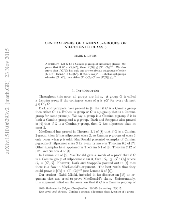 Centralizers of Camina p -groups of nilpotence class 3