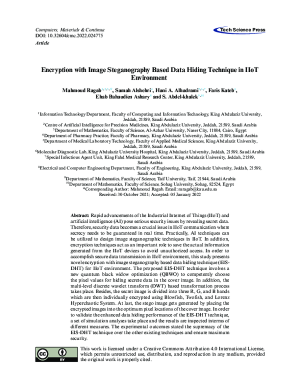 (PDF) Encryption with Image Steganography Based Data Hiding Technique in IIoT Environment
