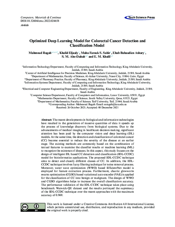 (PDF) Optimized Deep Learning Model for Colorectal Cancer Detection and ...