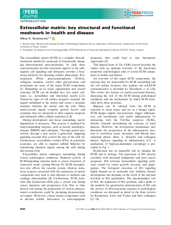 (PDF) Extracellular matrix: key structural and functional meshwork in health and disease